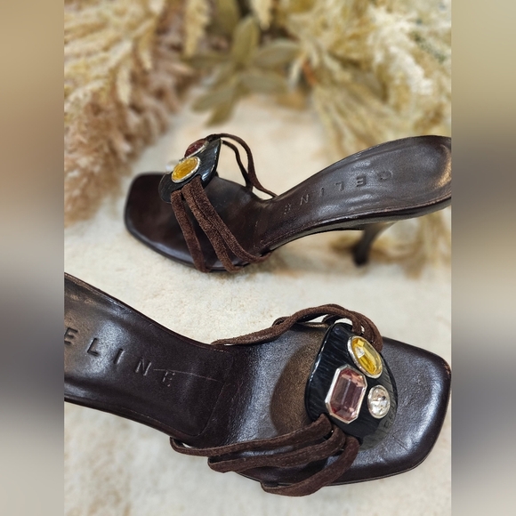 Celine | Shoes | Vintage Celine Boho Style Kitty Heel Sandal | Poshmark